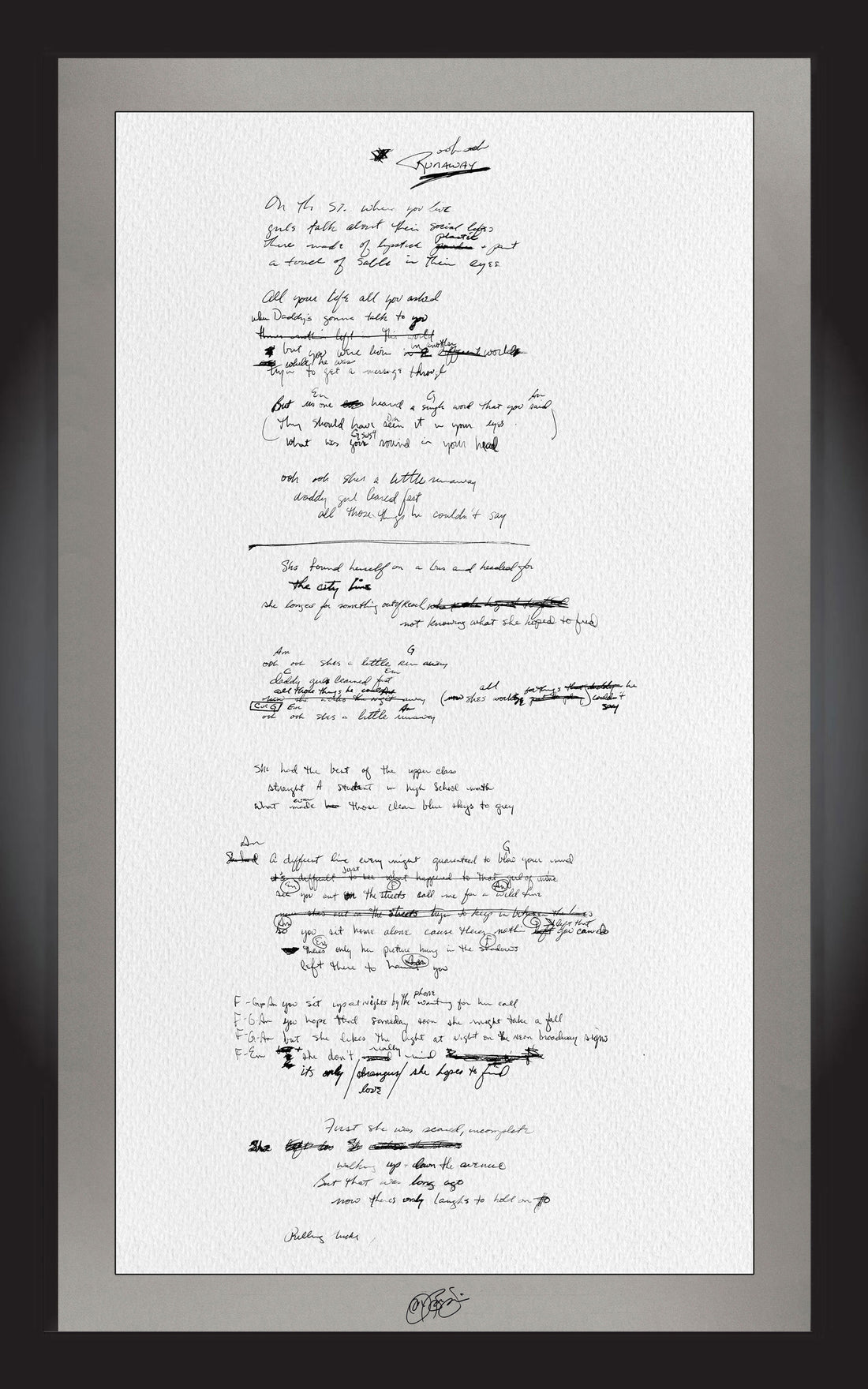 "Runaway" Lyrics (Signed) – Backstage With Bon Jovi Shop